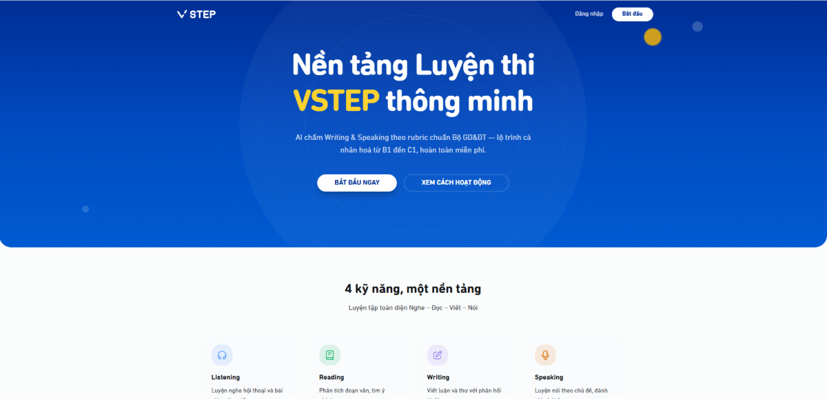 VSTEP Practice: Luyện VSTEP hiệu quả với AI và phân tích giọng đọc ...